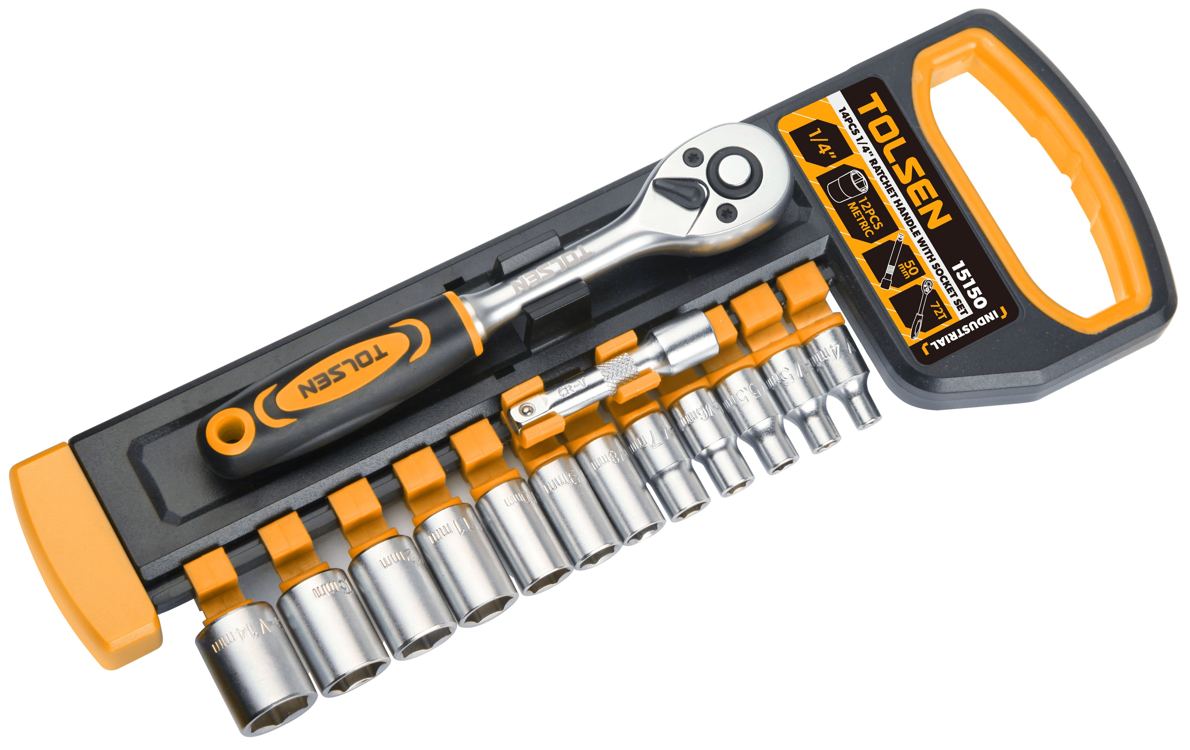14PCS 1/4″ RATCHET HANDLE WITH SOCKETS SET 4 – 14mm – Tolsen Tools ...
